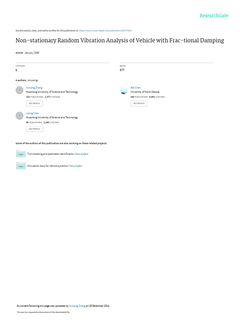Non-Stationary Random Vibration Analysis of Vehicl | PDF | Spectral Density | Stationary Process