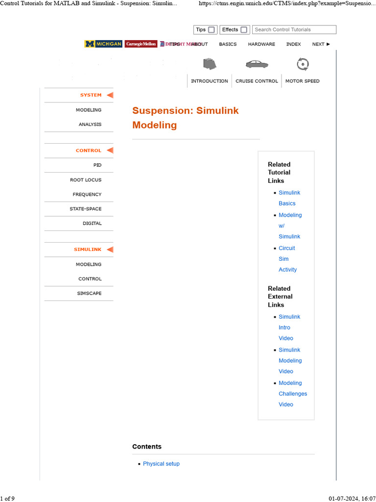 Control Tutorials For MATLAB and Simulink - Suspension - Simulink Modeling | PDF | Force ...