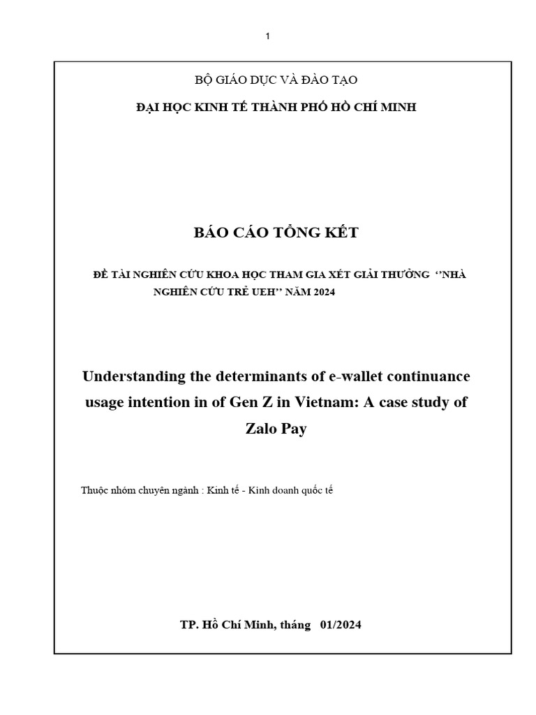 Understanding The Determinants of e Wallet Continuance Usage Intention in of Gen Z in Vietnam ...