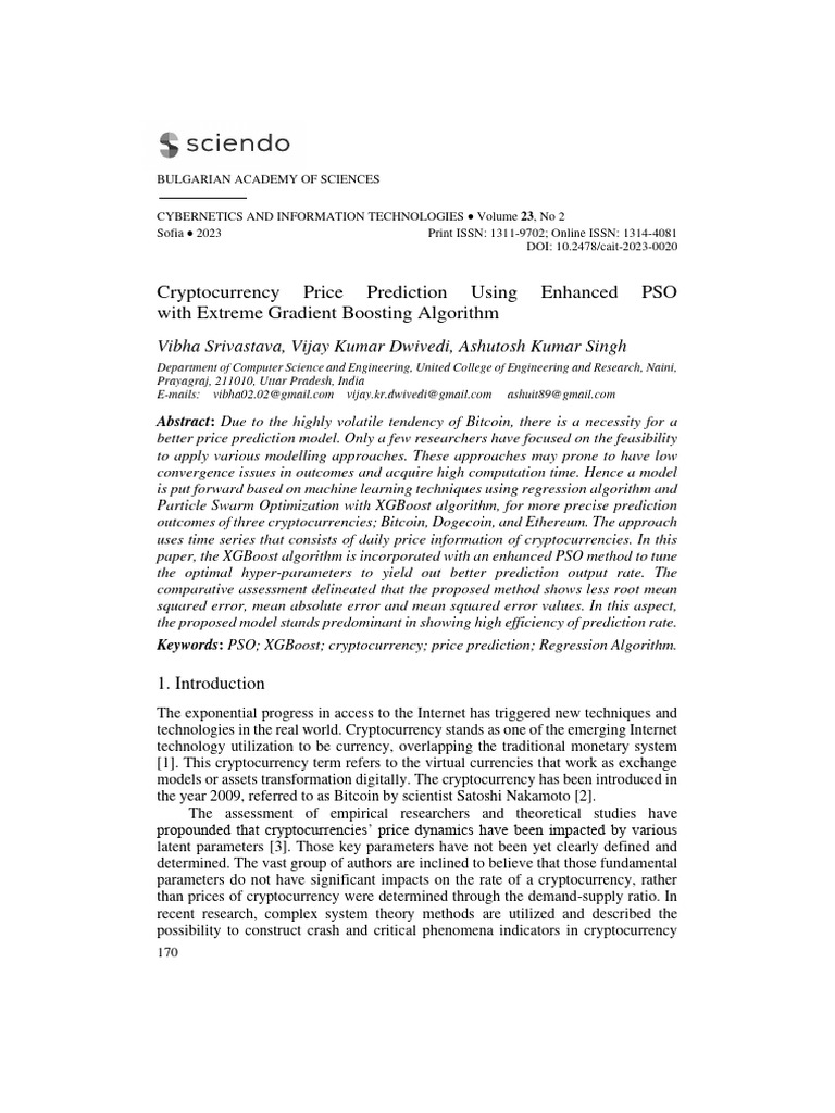 Cryptocurrency Price Prediction Using Enhanced Pso With 3s5244r0 Pdf