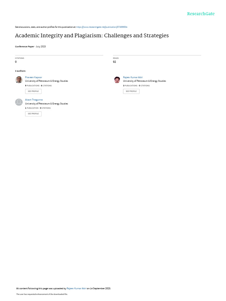 Academic Integrity and Plagiarism | PDF | Turnitin | Plagiarism