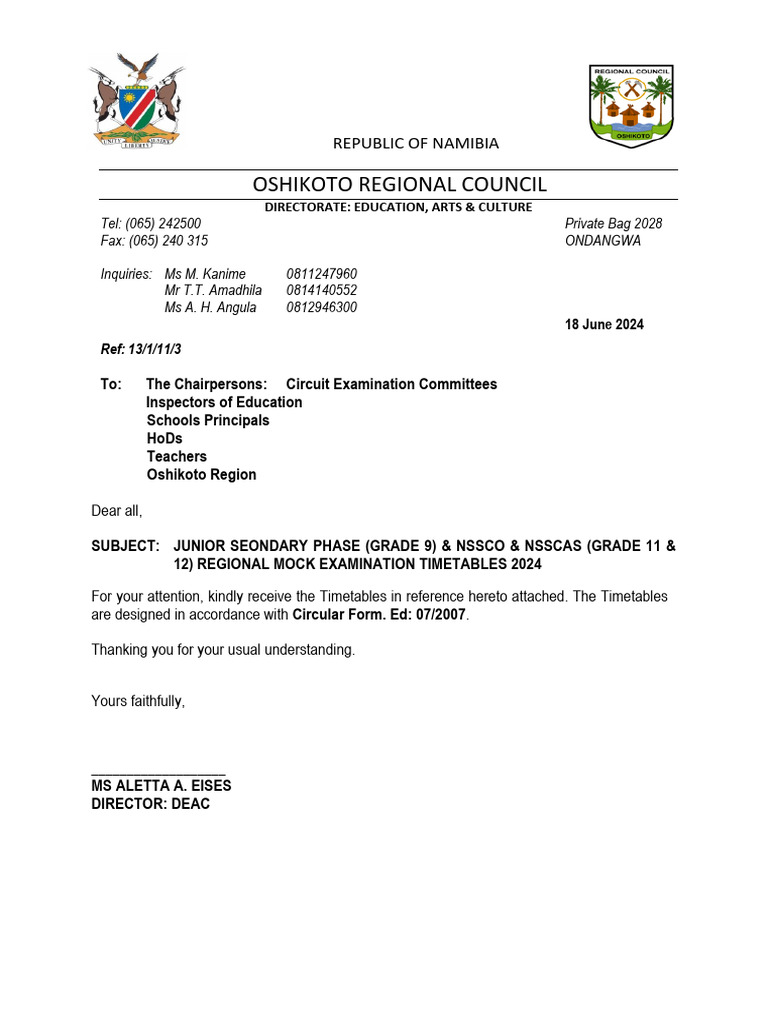 Mock Examination Timetable August 2024 Final | PDF | Science ...