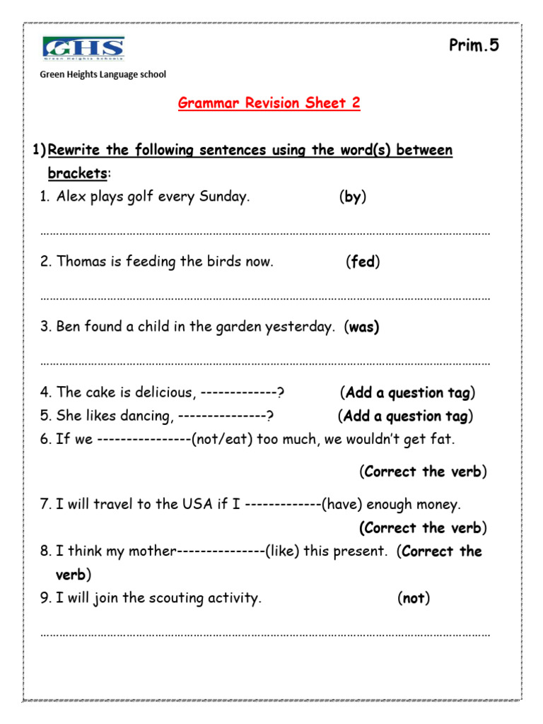 Final Revision Grammar Sheet | PDF | Art