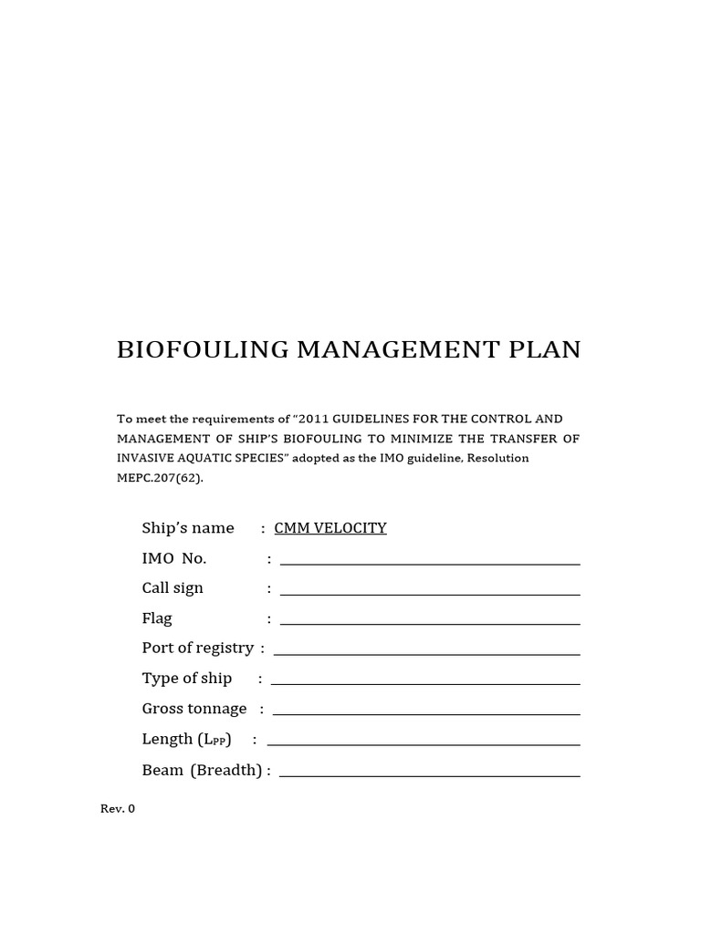 Ship Biofouling Management Plan | PDF | Ships | Stern
