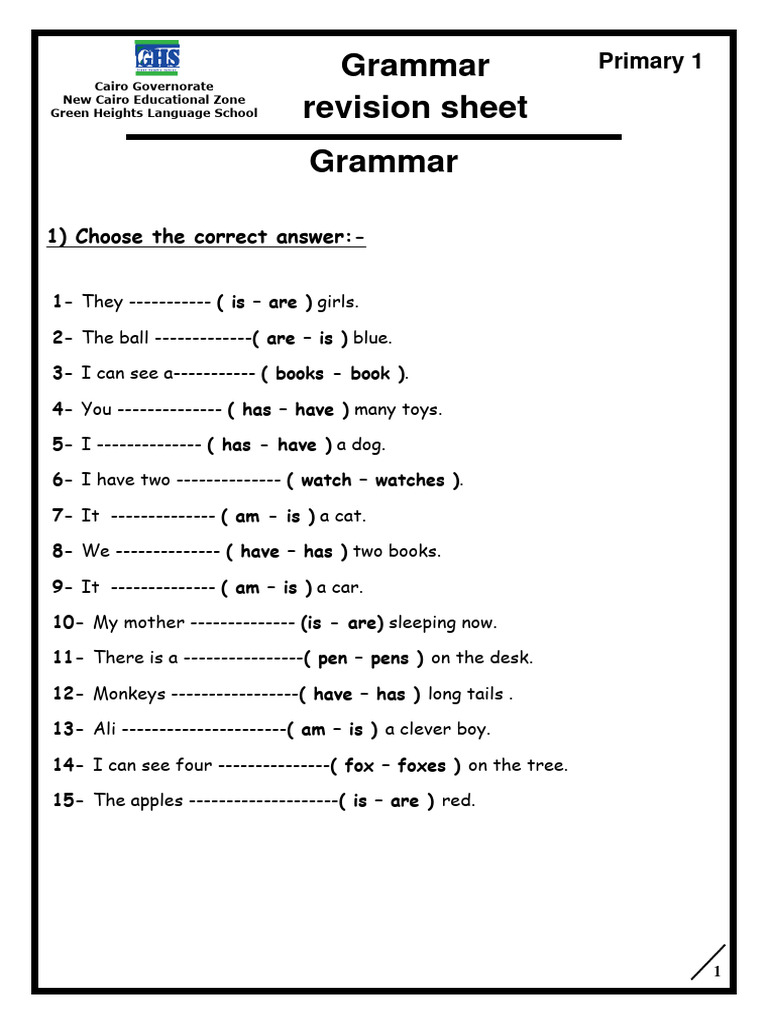 Grammar Revision Prim.1 | PDF | Computers