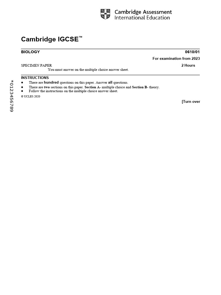 2023 Specimen Paper 1 | PDF | Blood | Active Site 2023 Specimen Paper 1 | PDF | Blood | Active Site
