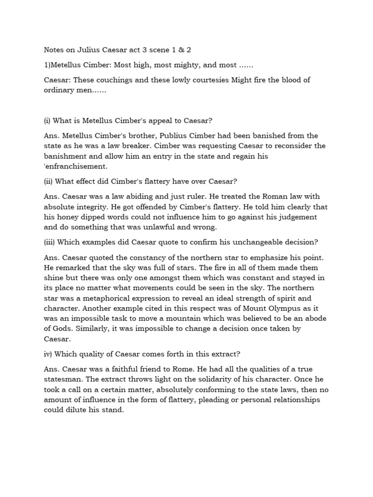 Julius Caesar Act 3 Scene 1 and 2 | PDF | Mark Antony | Julius Caesar