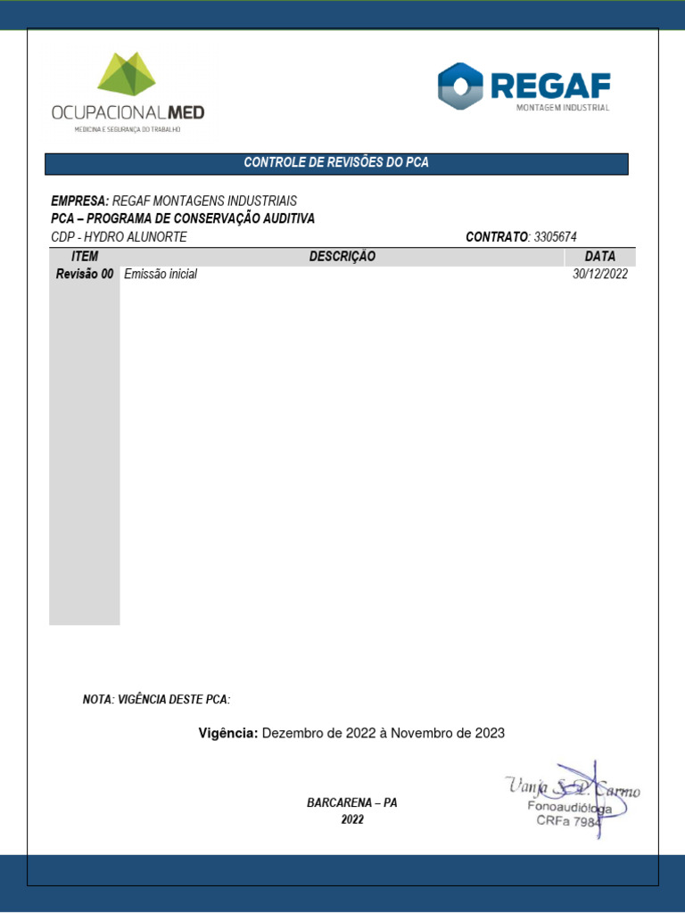 1.pca - Regaf.hydro - Ct3305674.2022.rev00 | PDF | Perda de Audição ...
