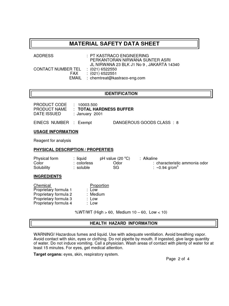 Total Hardness Buffer | PDF | Physical Chemistry | Physical Sciences