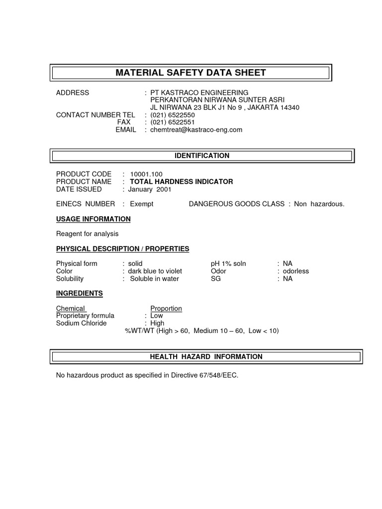 Total Hardness Indicator | PDF | Chemical Compounds | Chemical Substances