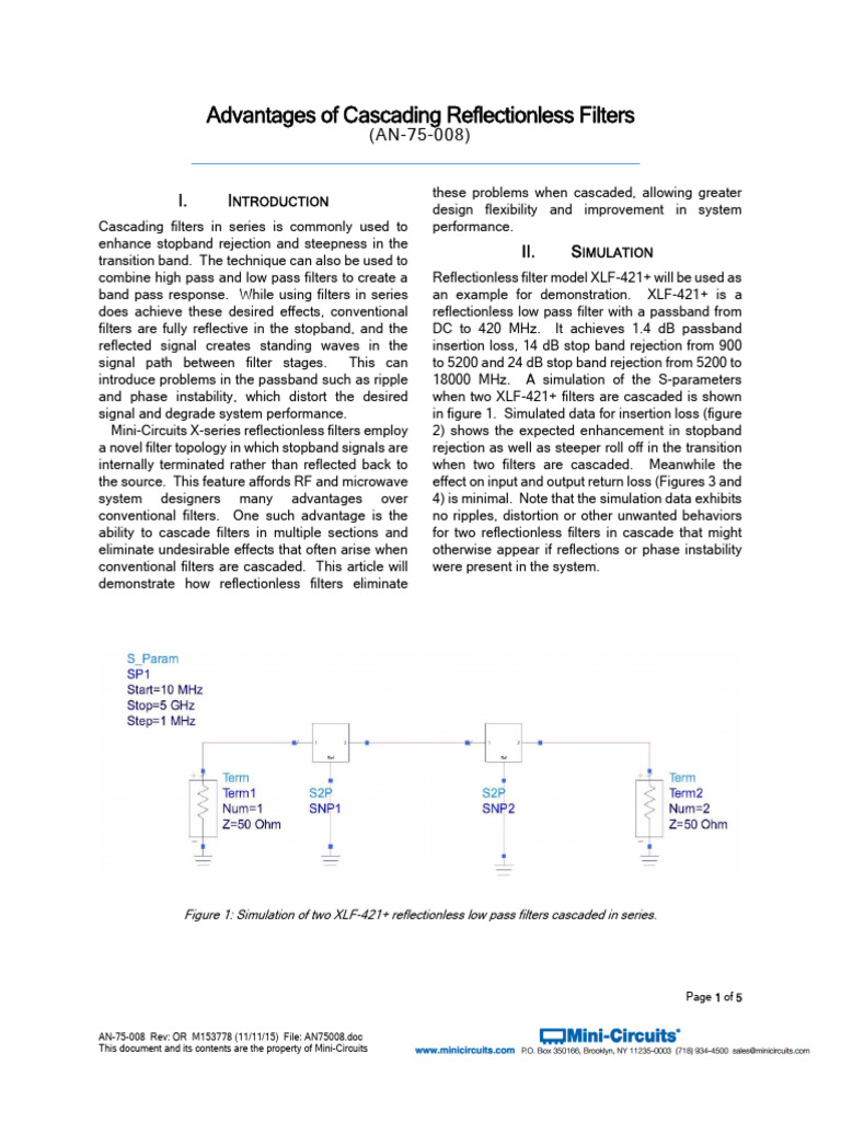 AN75-008 Advantages of Cascading Reflectionless Filters | PDF | Filter (Signal Processing ...
