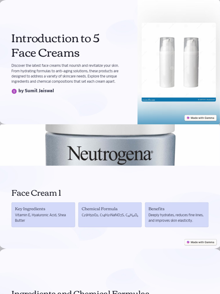 Introduction To 5 Face Creams | PDF | Wrinkle | Skin