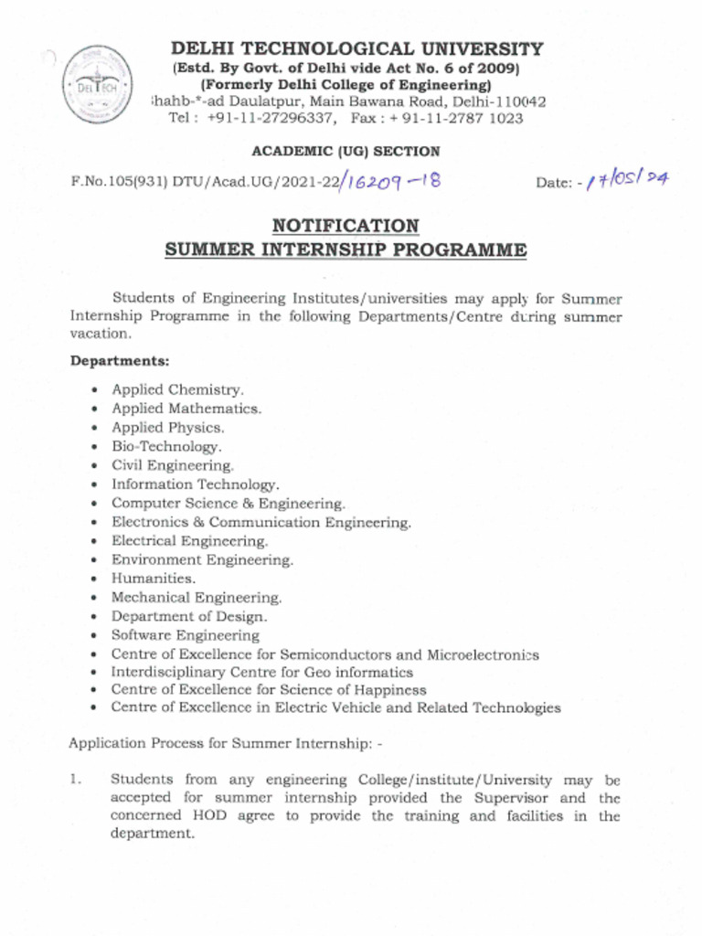 Dtu Internship | PDF