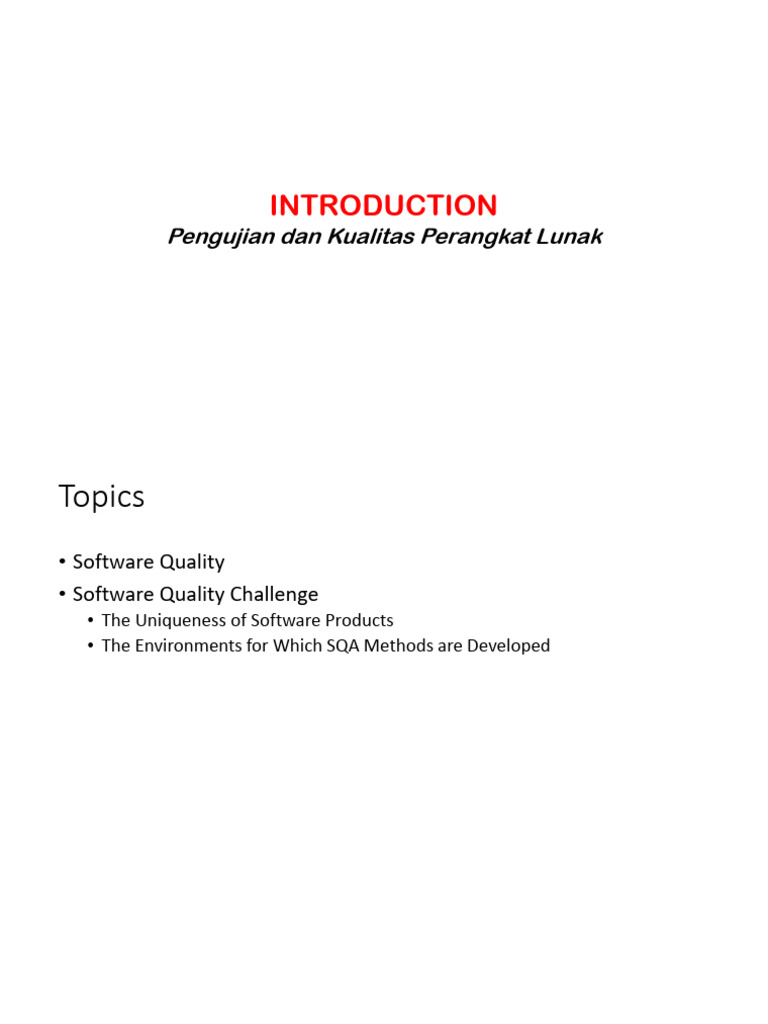 Software Quality Assurance Introduction | PDF | Software Quality | Quality Assurance