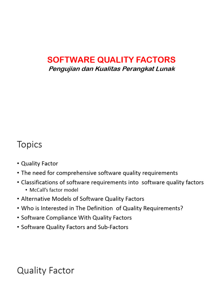 Software Quality Factors | PDF | Software Quality | Reliability Engineering