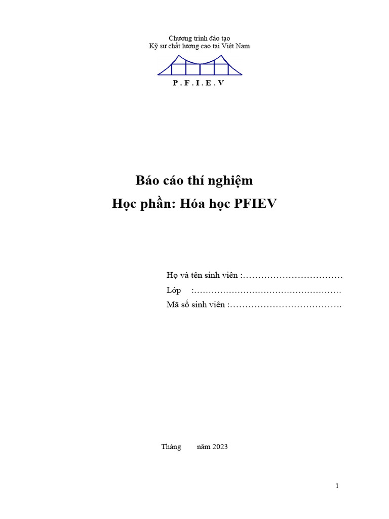 Huong Dan Và Bao Cao TN Hoa Hoc PFIEV - 2023 | PDF