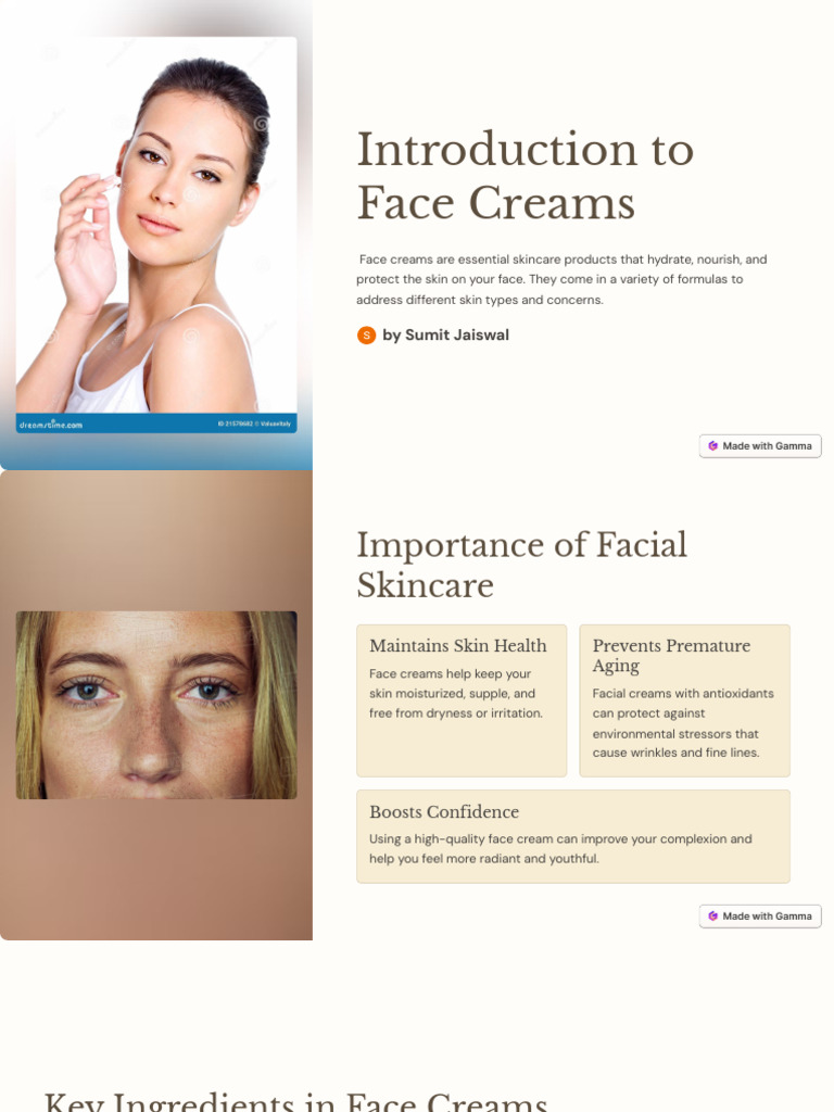 Introduction To Face Creams | PDF | Skin Care | Skin