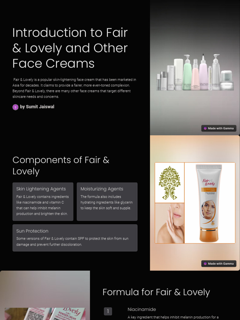 Fair & Lovely & Face Creams Guide | PDF | Sunscreen | Skin