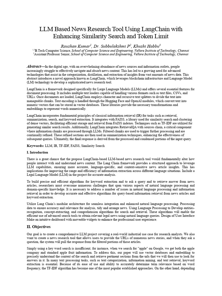 LLM Based News Research Tool Using Langchain With Enhancing Similarity Search and Token Limit ...
