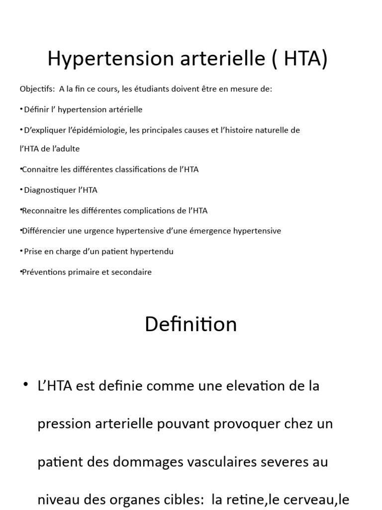 Hypertension Arterielle (HTA) SFF | PDF | Hypertension artérielle ...
