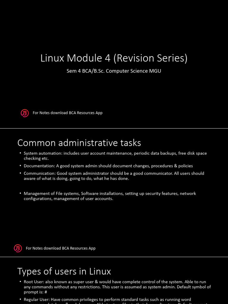 Linux Module 4 | PDF | Superuser | Sudo