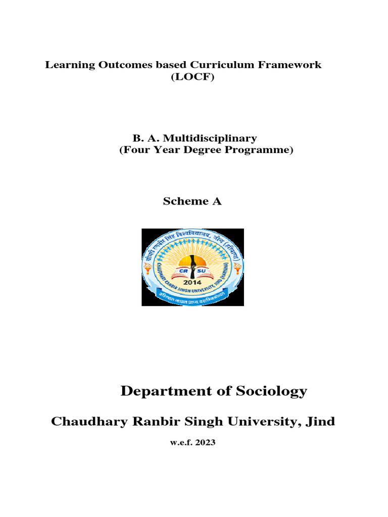 Crsu Syllabus Of Sociology 2023 Ugbos Multidisciplinary Final Revised