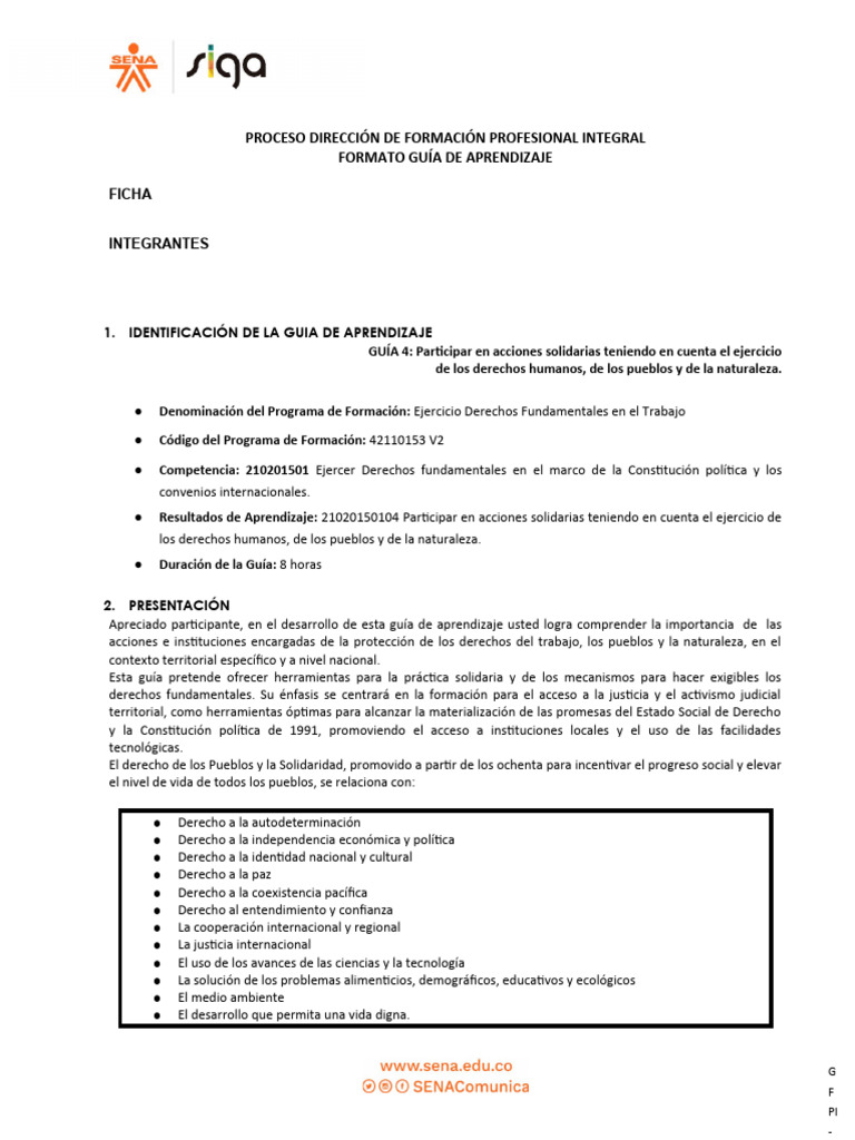 Guia 04 Gfpi-F-019 - Guia - de - Aprendizaje 2020 4 DDHH Fredy 4 | PDF | Derechos | Nación