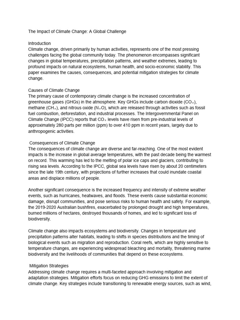 The Impact of Climate Change - A Global Challenge | PDF | Climate ...