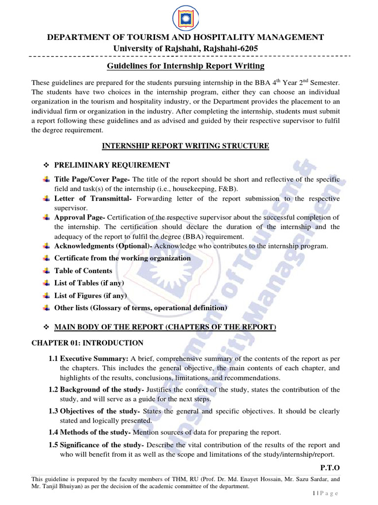 INTERNSHIP - Guideline-THM RU-13.10.2023 | PDF | Internship | Job Hunting