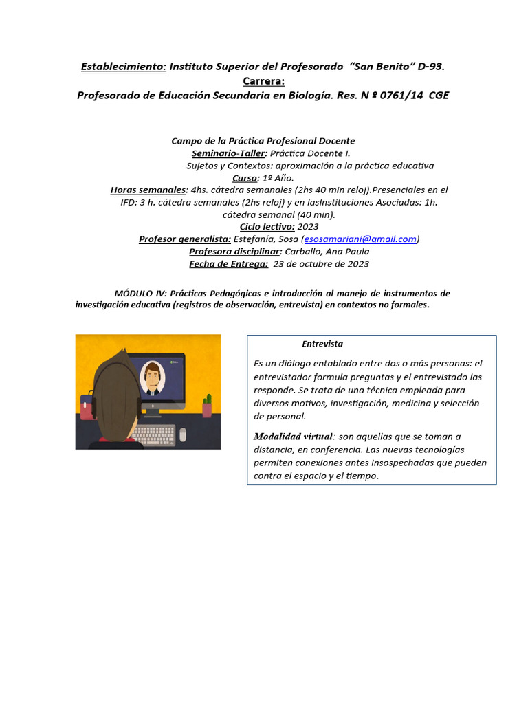 MODULO - N - 4.practica Docente | PDF | Maestros | Science