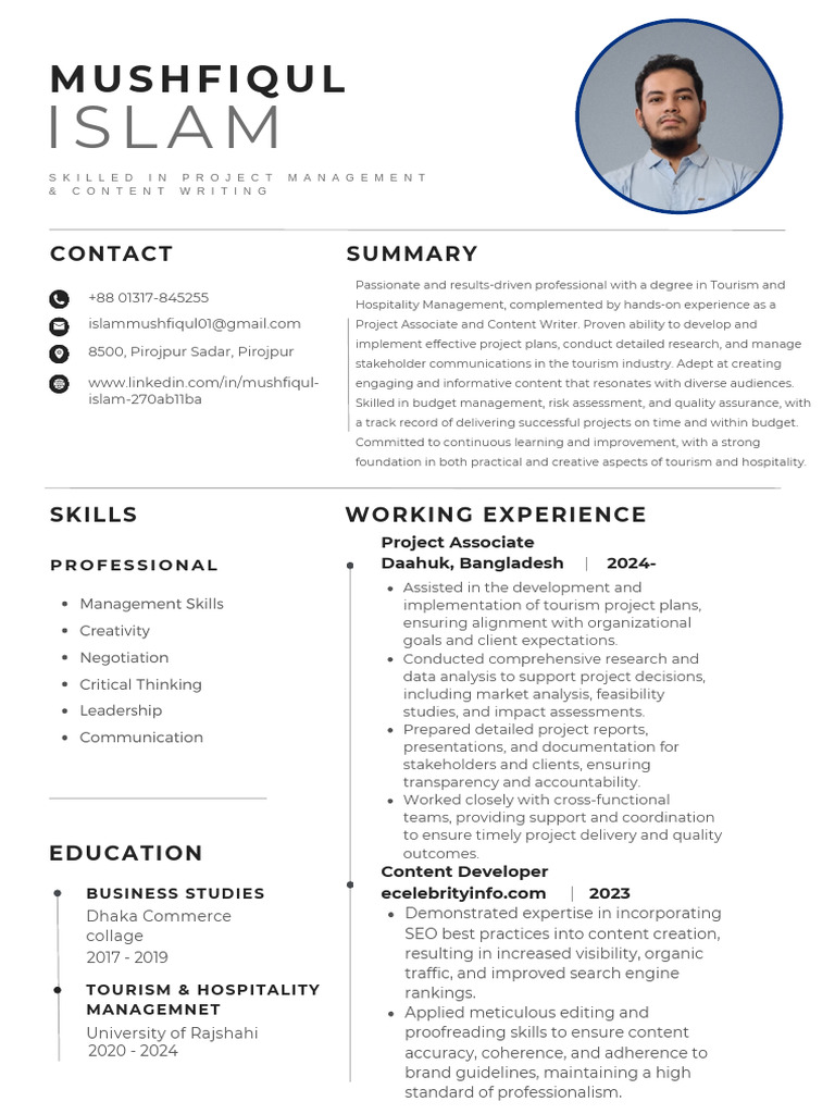 Mushfiqul - Resume | PDF | Bangladesh | Business