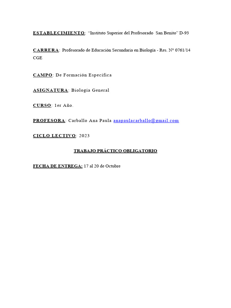 TP Bio Gral | PDF | Biología