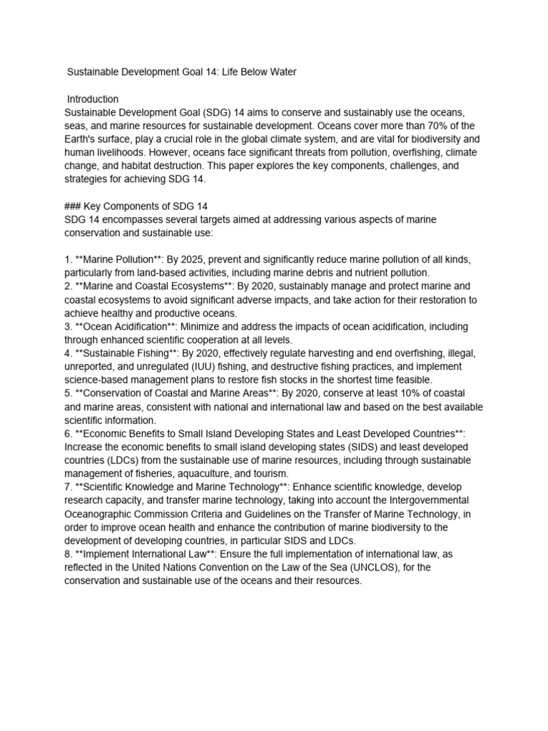 Sustainable Development Goal 14 - Life Below Water | PDF | Systems ...