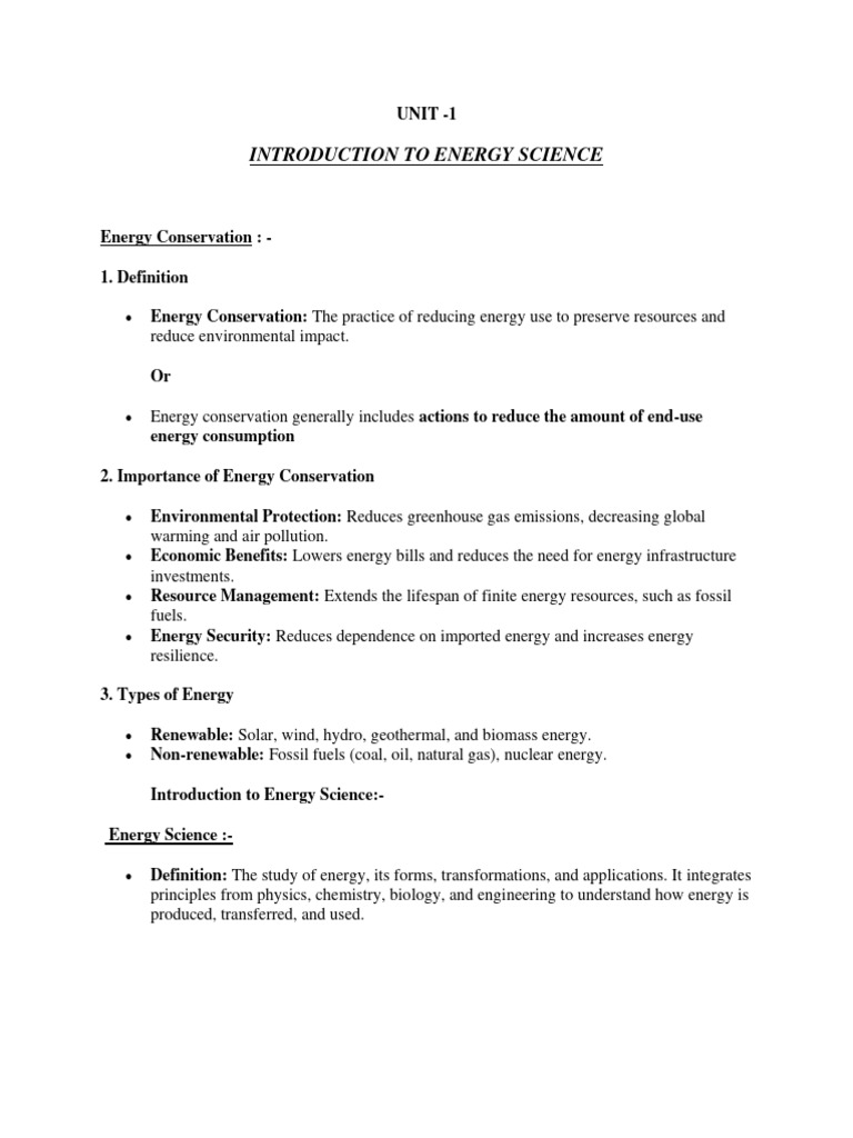 Energy Conservation Unit 1 Pdf Renewable Energy Efficient Energy Use