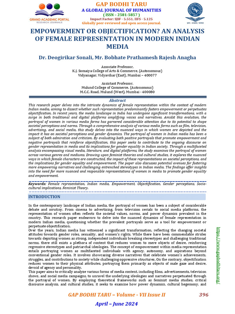 (396-401) Empowerment or Objectification An Analysis of Female ...