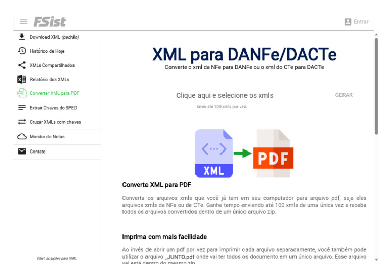 FSist - Converta Os Seus Xmls de NFe para DANFE (PDF) em Lote | PDF
