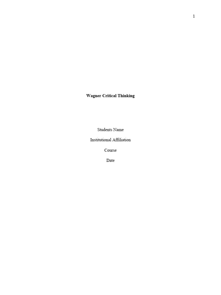 Wagner Critical Thinking Assessment Validity | PDF | Validity ...