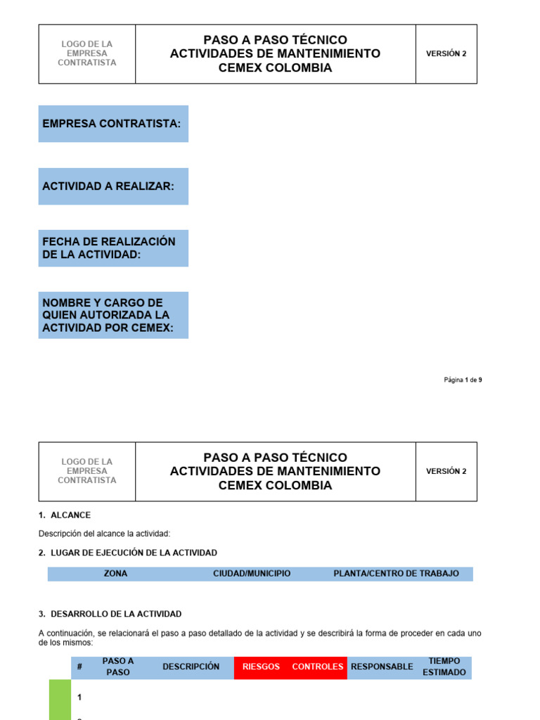 Nueva Plantilla Paso A Paso - Actividades Operativas V2 | PDF