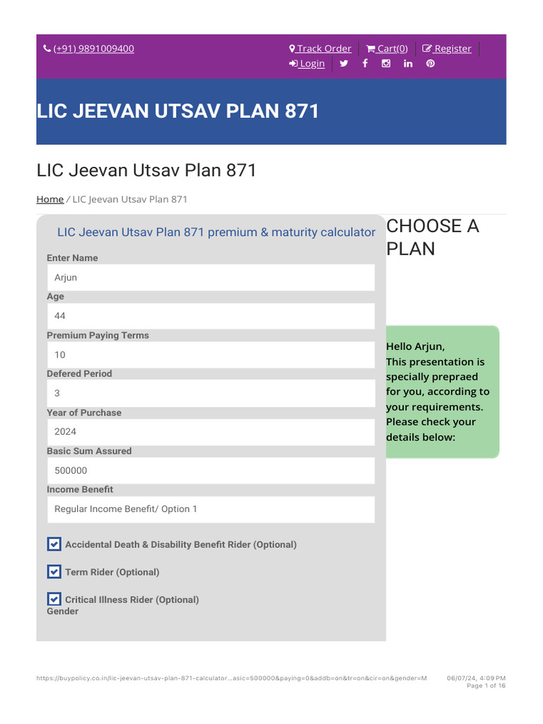 LIC Jeevan Utsav Plan 871 2 | PDF | Insurance | Financial Services
