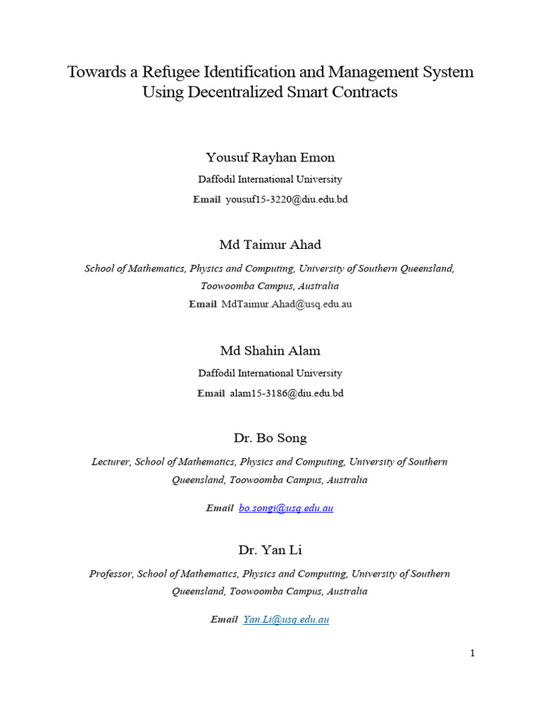 Decentralized Refugee Identity Management | PDF | Biometrics | Computer ...
