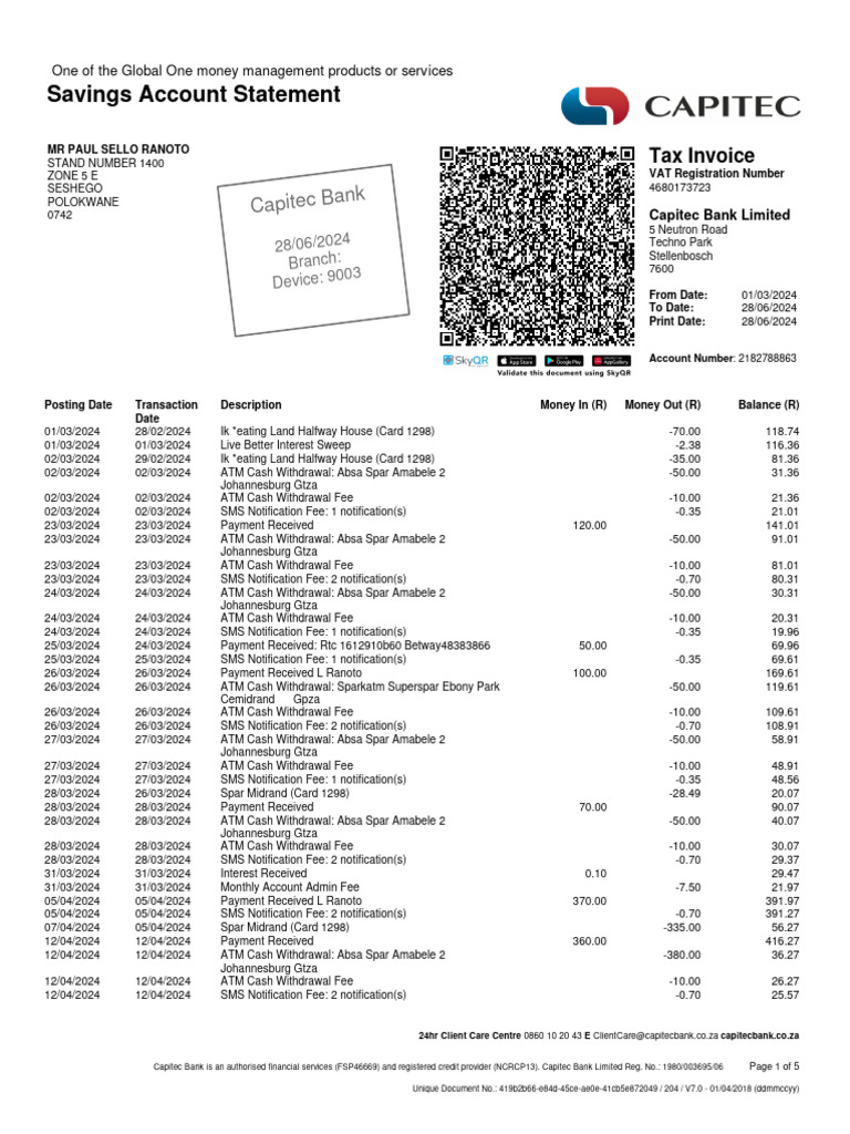 Account Statement | PDF | Automated Teller Machine | Cash