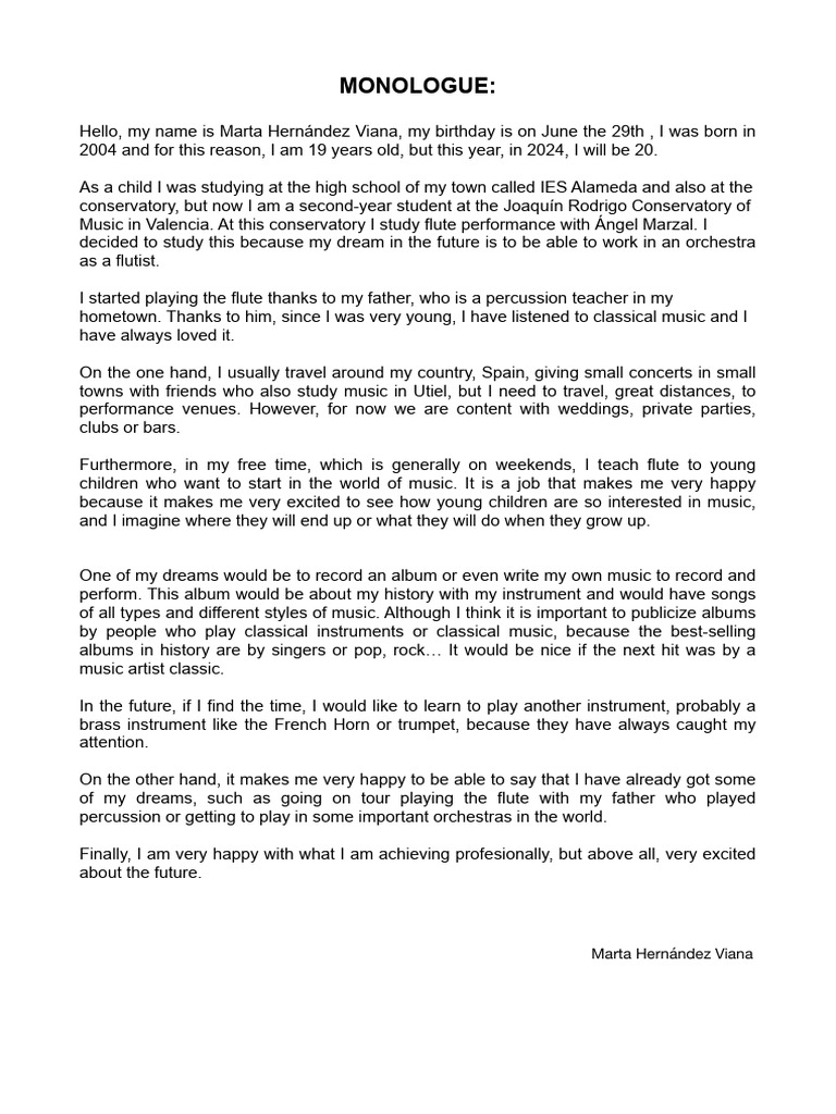 Monologue 2 | PDF | Musicology | Performing Arts