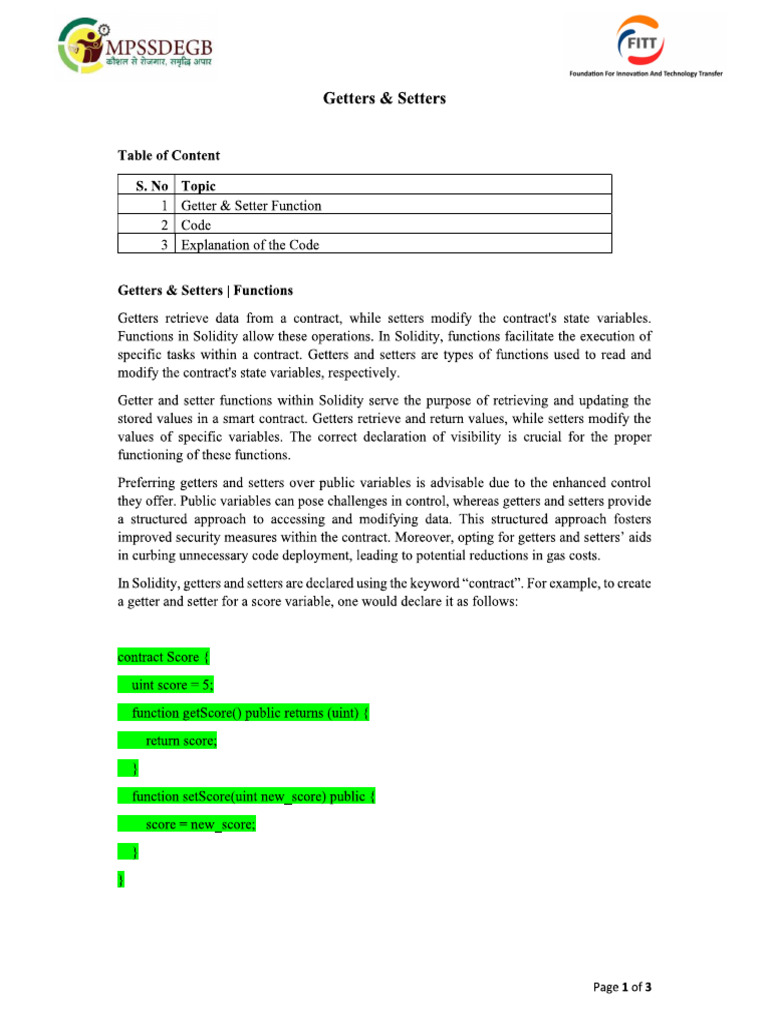 Getter Setter and Functions | PDF
