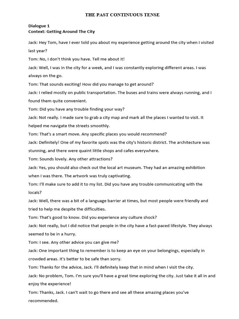 The Past Continuous Tense | PDF
