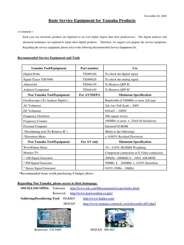 Service Equipment List | PDF | Computer Engineering | Radio Technology