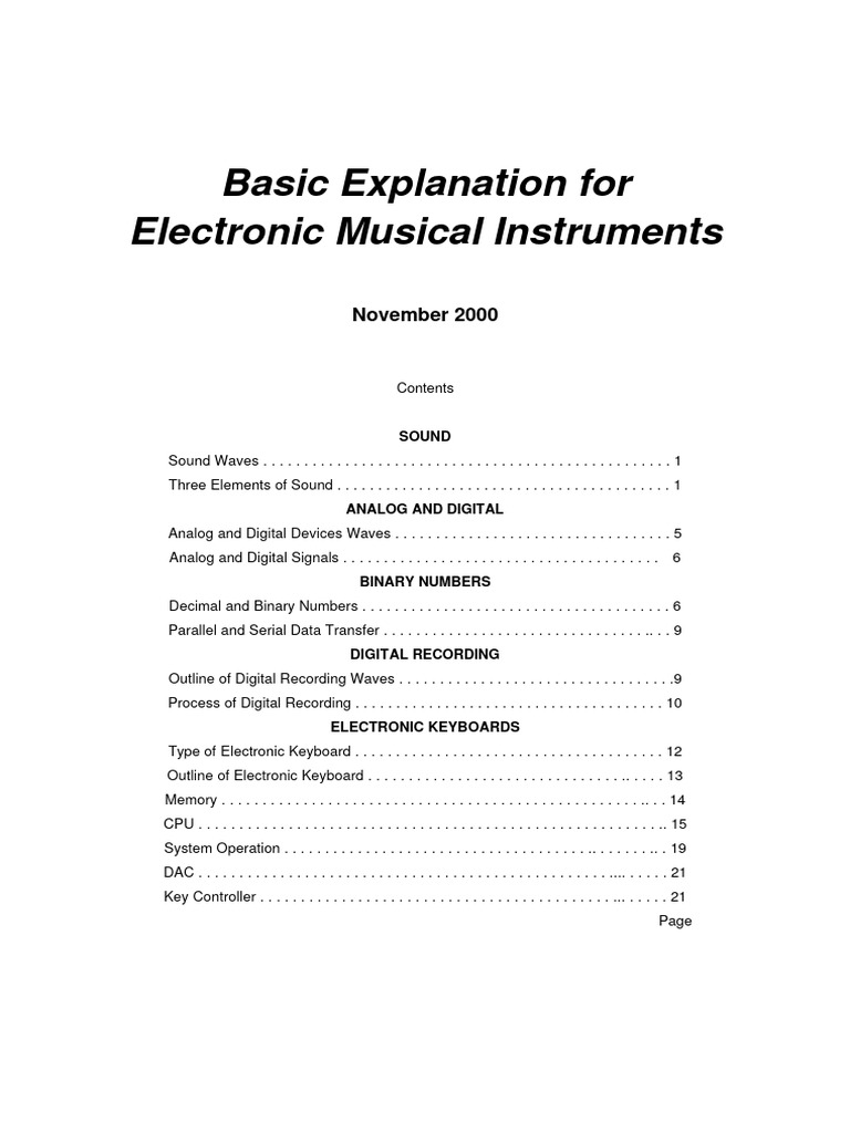 Basic Explanation For Electronic Musical Instruments | PDF | Analog To ...