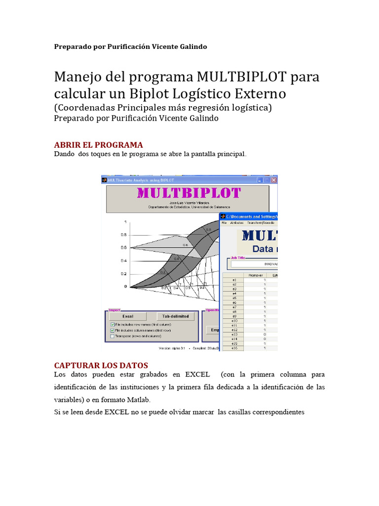 Manejo Del Programa MULTBIPLOT LOGISTICO PURI II | PDF | Teoría estadística | Matemáticas Aplicadas