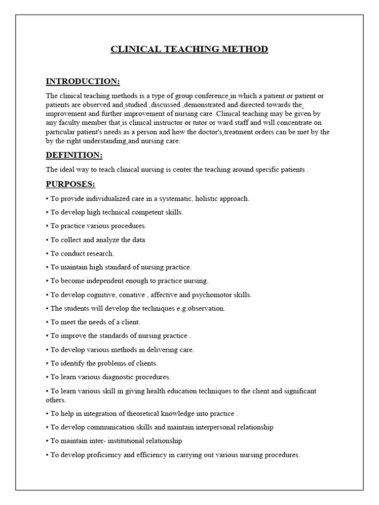 Clinical Teaching Method | PDF | Nursing | Hospital