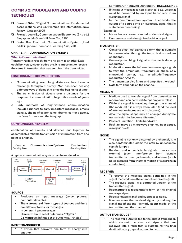 COMMS 2 Reviewer | PDF | Modulation | Radio