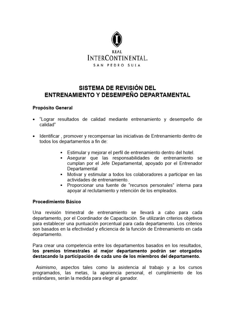 Sistema de Revision Del Entrenamiento Departamental | PDF Sistema de Revision Del Entrenamiento Departamental | PDF